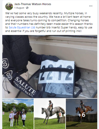 Salute Equestrian Ultimate Number Bib Inserts - Salute Equestrian Ltd
